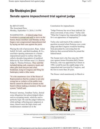 IMPEACHED - Judge G. Thomas Porteous | PDF