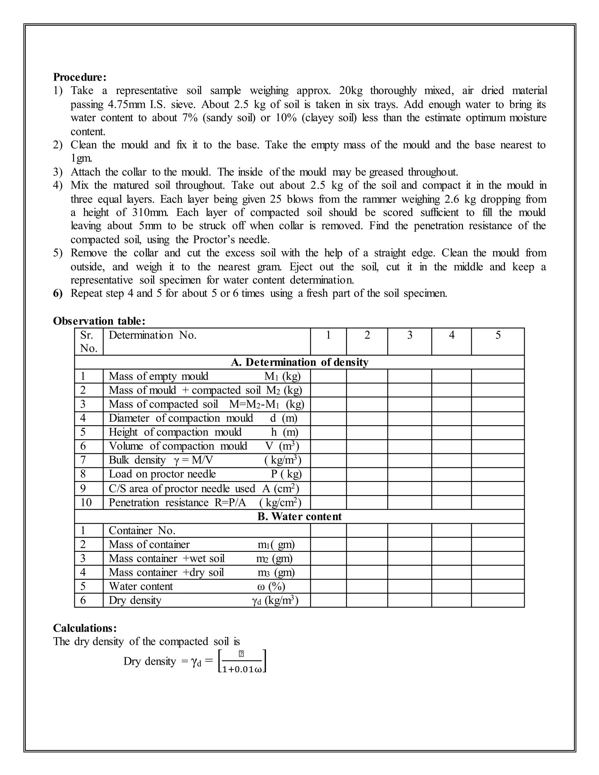 Ex 8 standard proctor test | DOCX