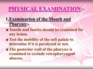 Examination of a case of Dysphagia | PPT