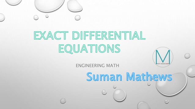 Engineering maths/Exact Differential equations | PPTX