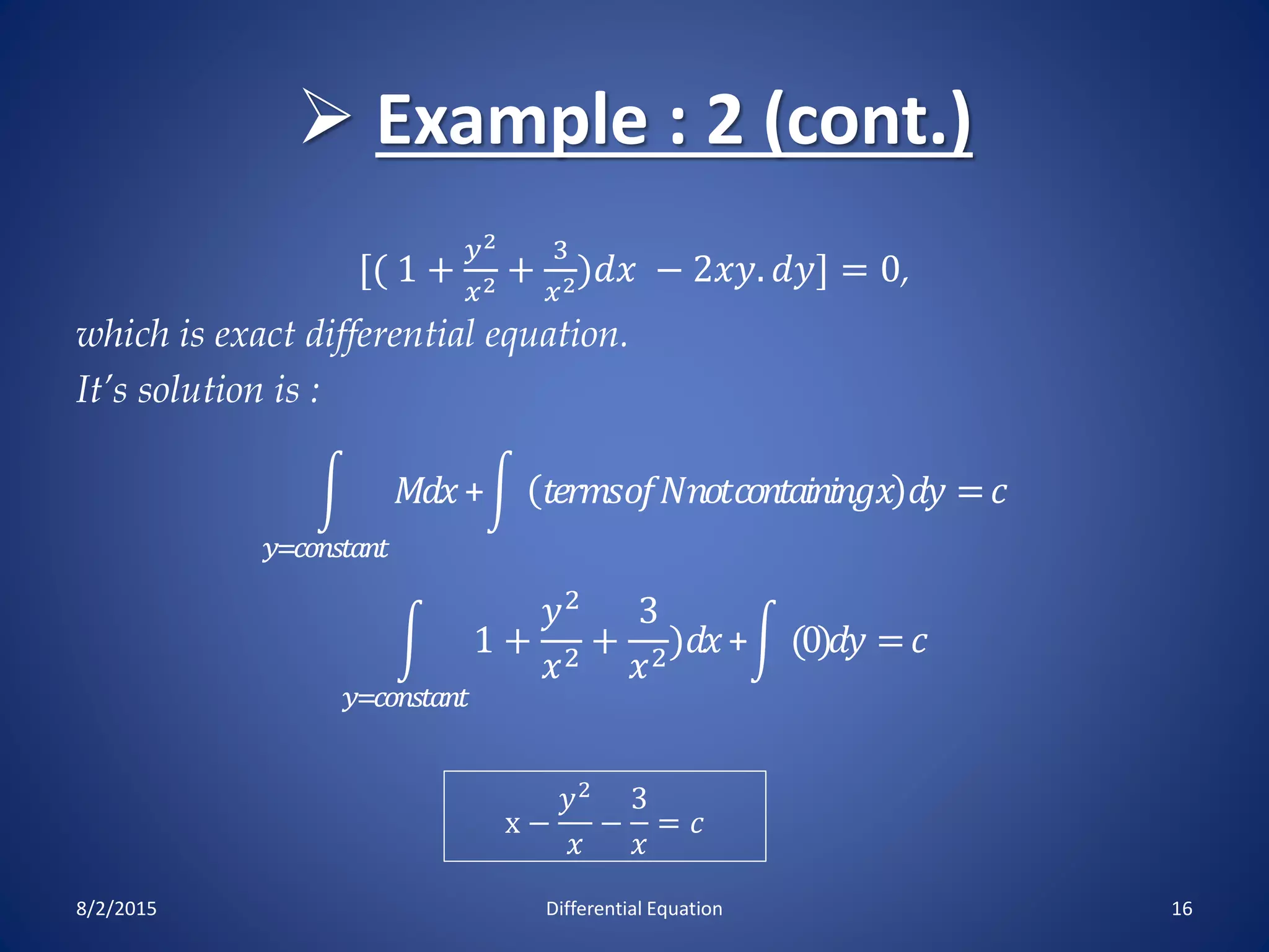 Exact & non differential equation | PPTX