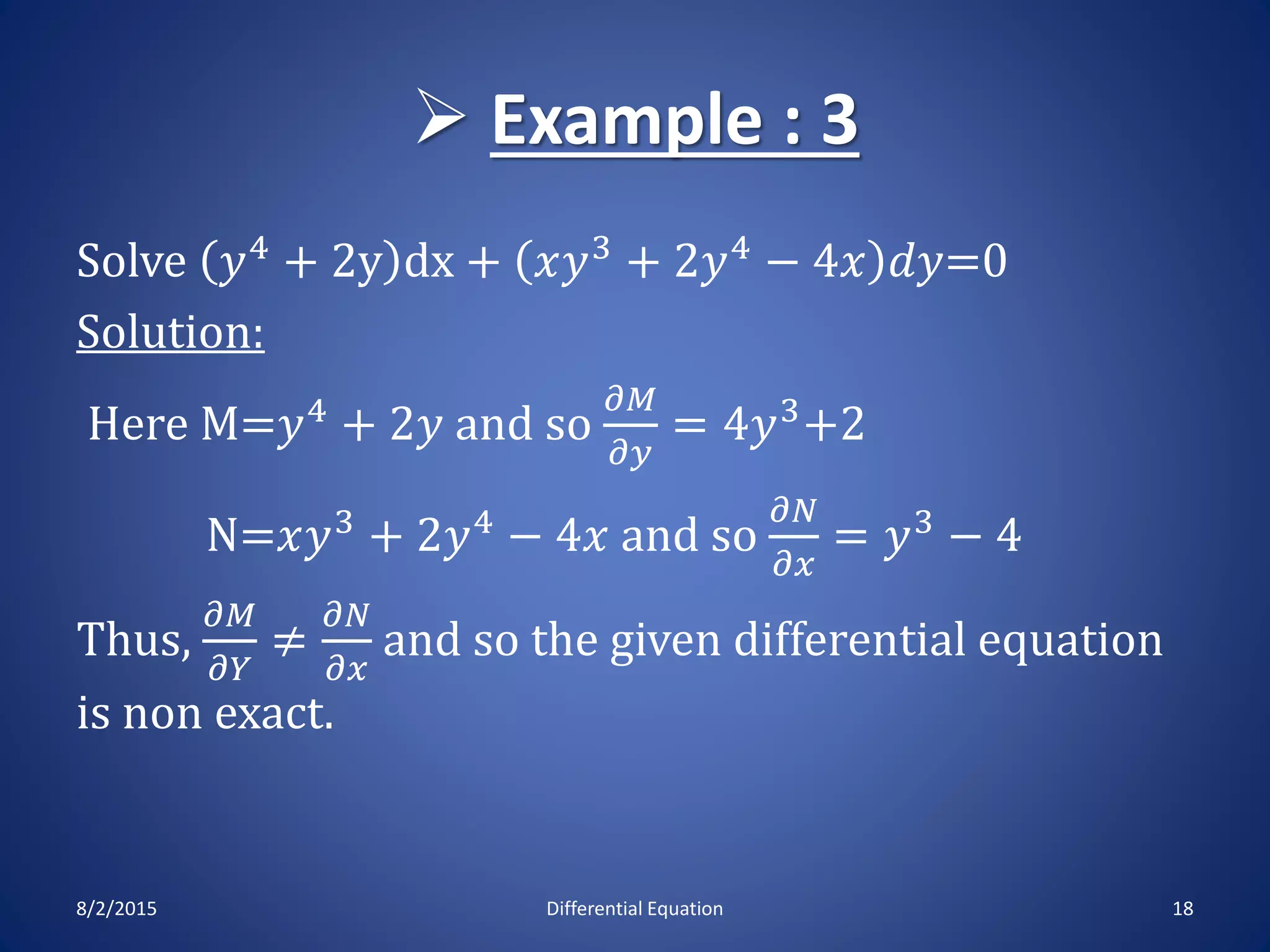 Exact & non differential equation | PPTX