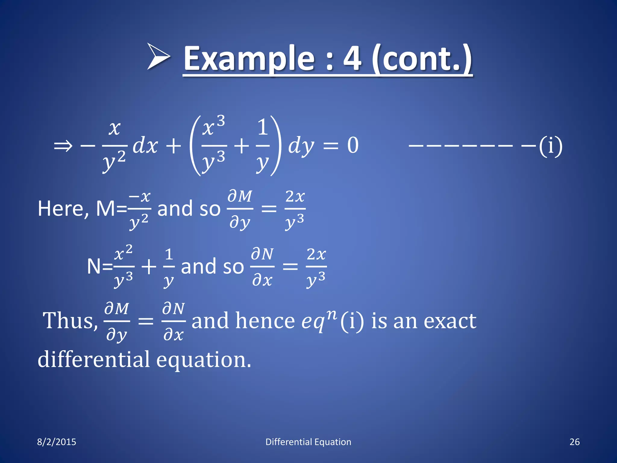 Exact & non differential equation | PPTX