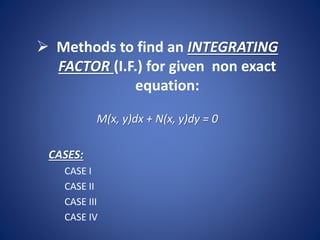 Exact & non differential equation | PPTX