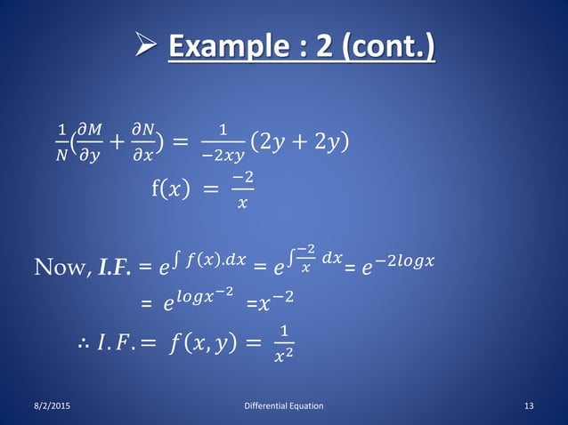 Exact & non differential equation | PPTX | Physics | Science