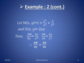 Exact & non differential equation | PPTX
