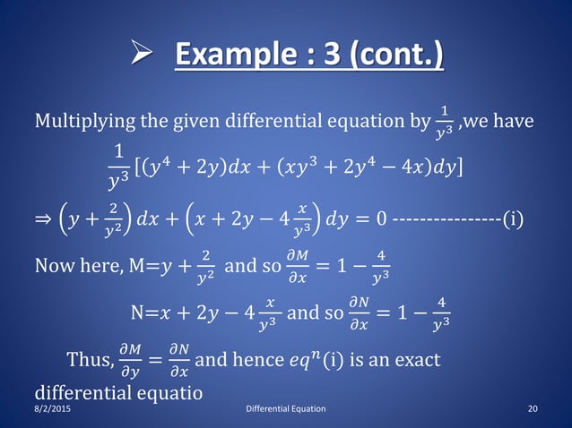Exact & non differential equation | PPTX | Physics | Science