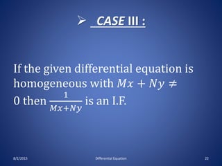 Exact & non differential equation | PPTX