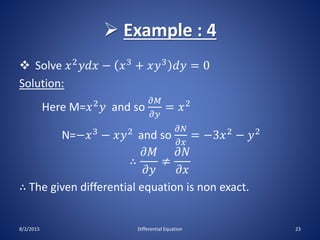 Exact & non differential equation | PPTX