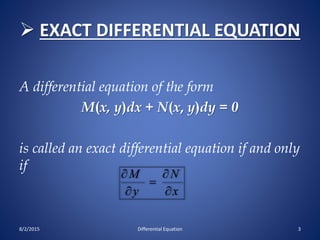 Exact & non differential equation | PPTX