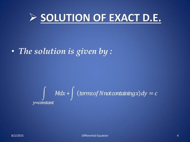 Exact & non differential equation | PPTX | Physics | Science