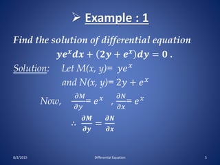 Exact & non differential equation | PPTX