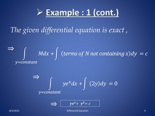 Exact & non differential equation | PPTX