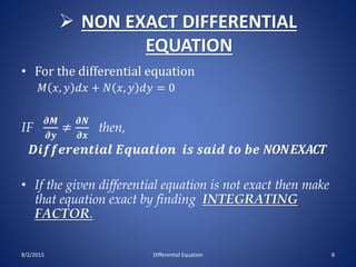 Exact & non differential equation | PPT