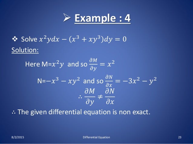 Exact Non Differential Equation Exact Non Differential Equation