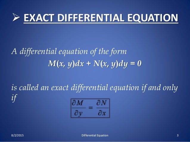 Exact & non differential equation