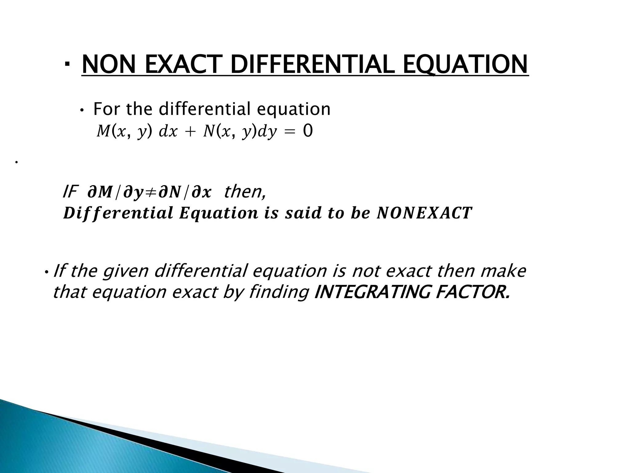 Exact And Non Exact Differential Equation Pptx