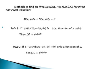 Exact & non exact differential equation | PPTX