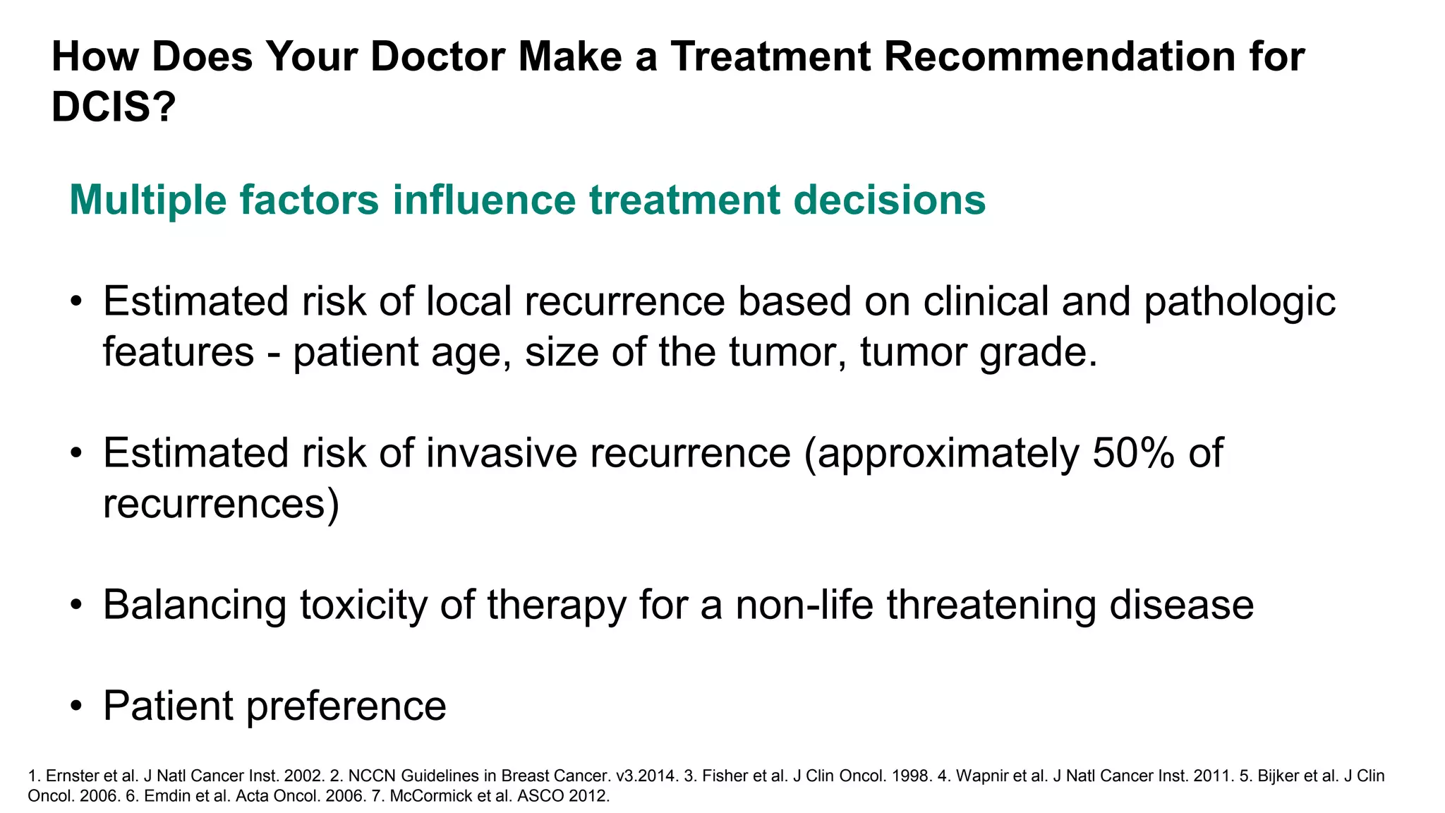 DCIS Topic-Driven Round Table: Decision-Making and Treatment Choices | PPTX