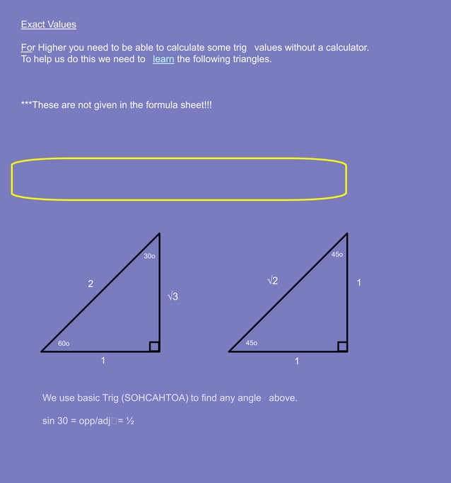 Exact values & associated angles | PPTX