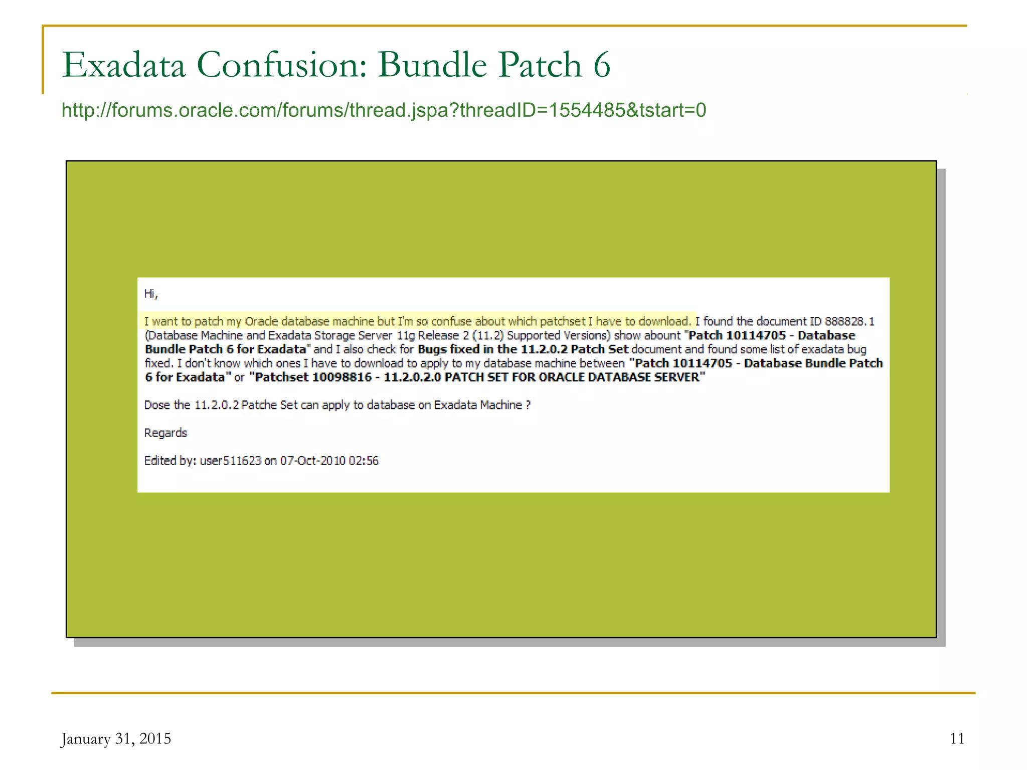 Oracle Exadata - Issues and Challenges | PPT