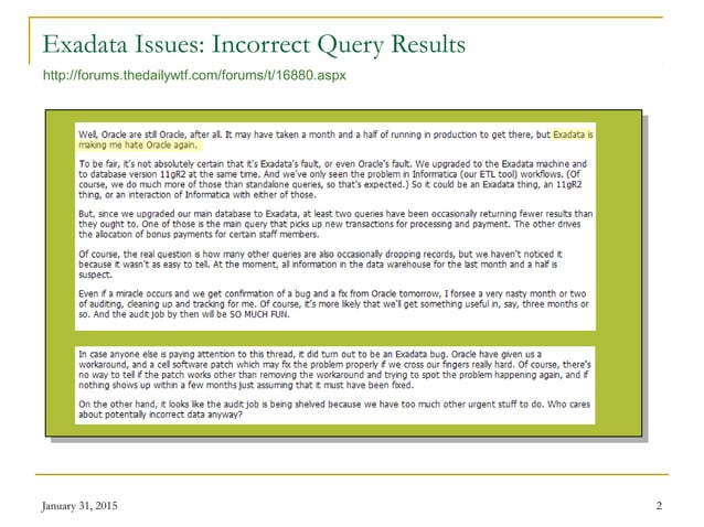 Oracle Exadata Issues And Challenges Ppt