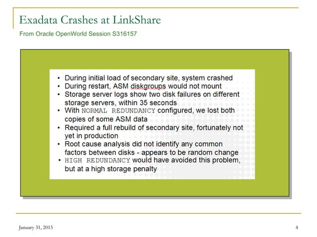 Oracle Exadata - Issues and Challenges | PPT