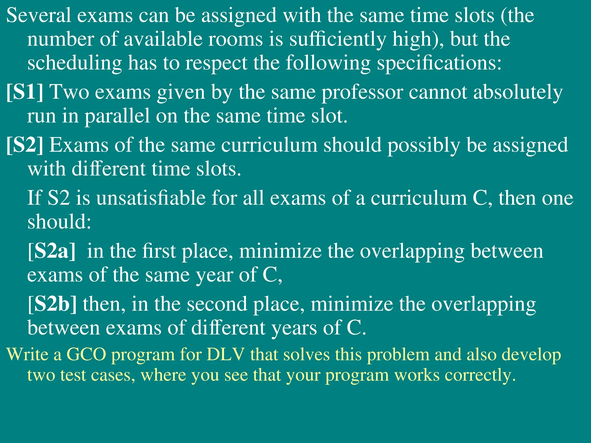 exam.ppt - Exercise 1: Exams Scheduling | PPT
