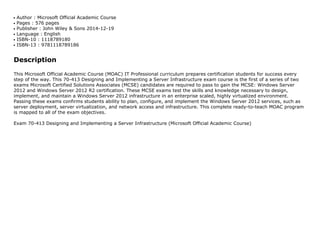 Exam 70-413 Designing and Implementing a Server Infrastructure (Microsoft Official Academic ...
