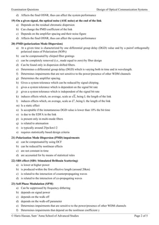 Exam design of optical communication systems | PDF