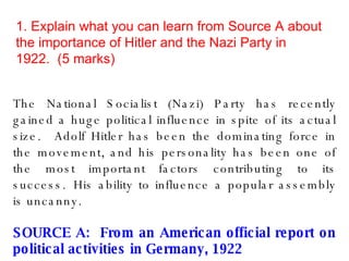 EXAM TECHNIQUE What can we learn from source A? | PPT