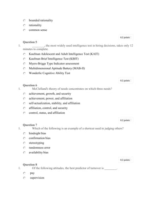 Exam 1. Essentials of Organizational Behavior | PDF