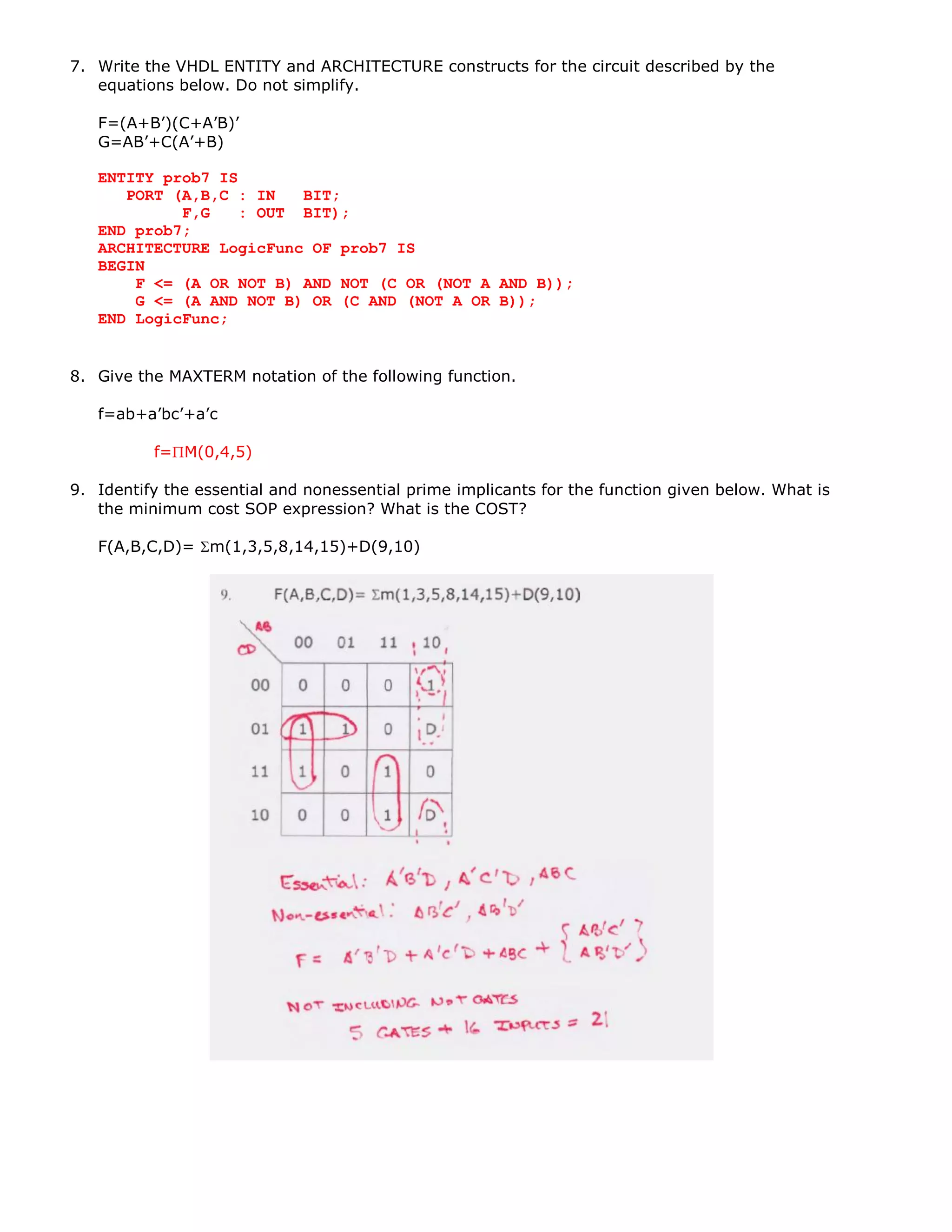 Exam1 (example with solutions) | PDF