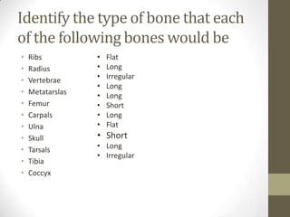 Exam 1 review questions anatomy | PPTX