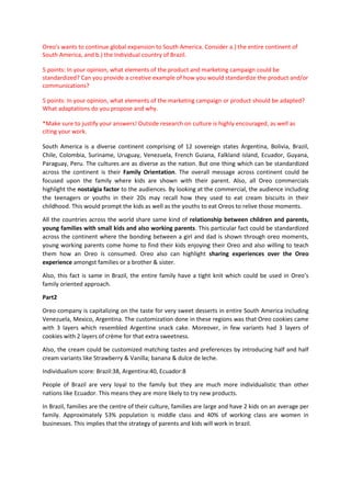 Oreo strategy South America, Brazil- Internationa Marketing | PDF