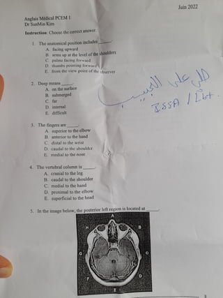 Exam Ang Ratrapage de la pcem1 medecine.pdf