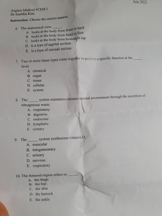 Exam Ang Ratrapage de la pcem1 medecine.pdf