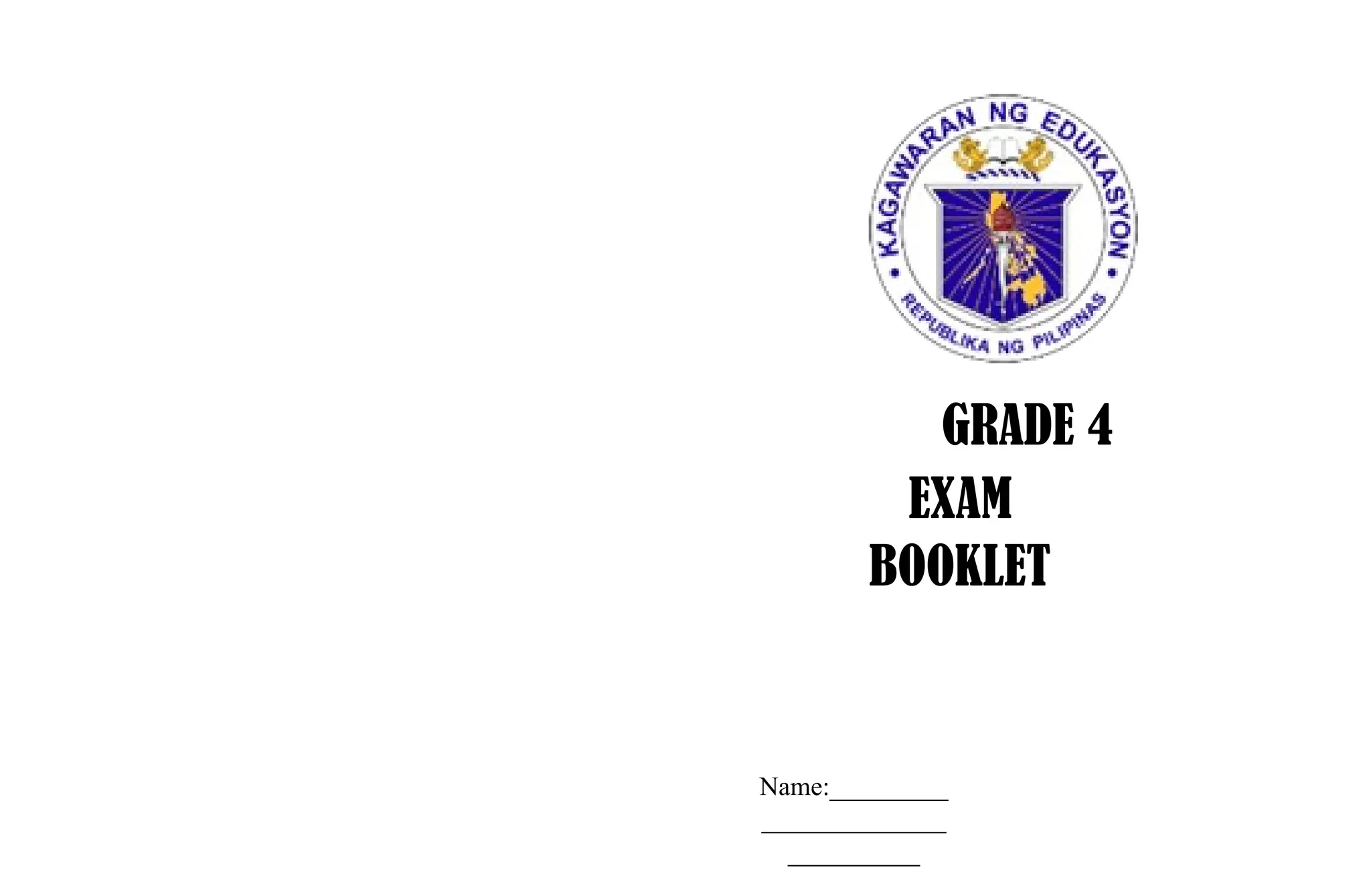 Exam Booklet for the 1st to 4th quarter examination | DOCX