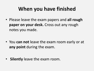 Exam conditions | PPTX
