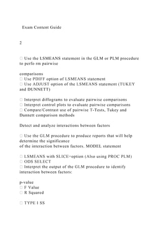 Exam Content Guide 1 SAS Statistical Busines.docx