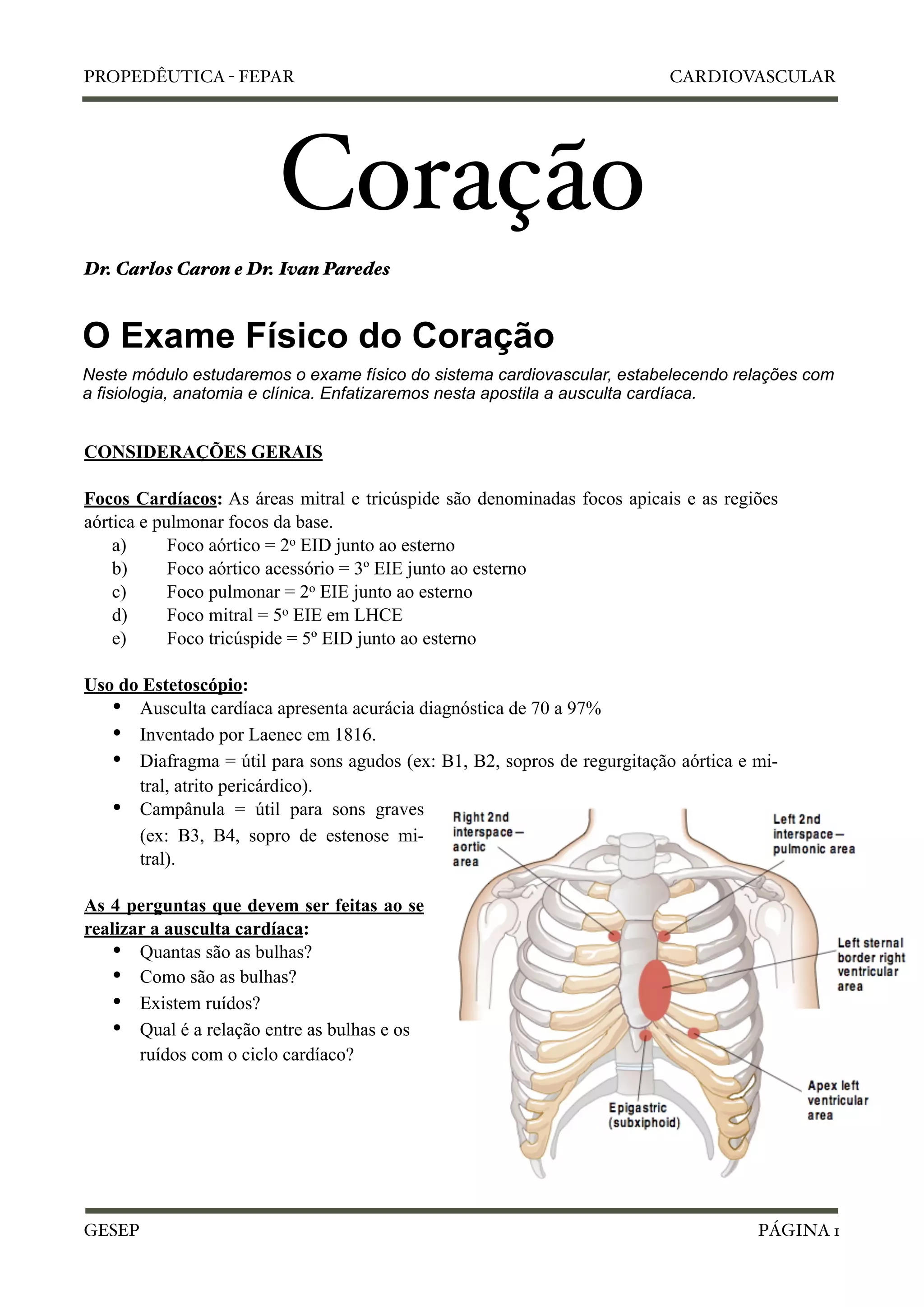 Exame físico do coração | PDF