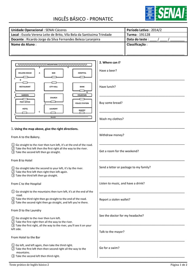Exame ingles basico 2 | PDF