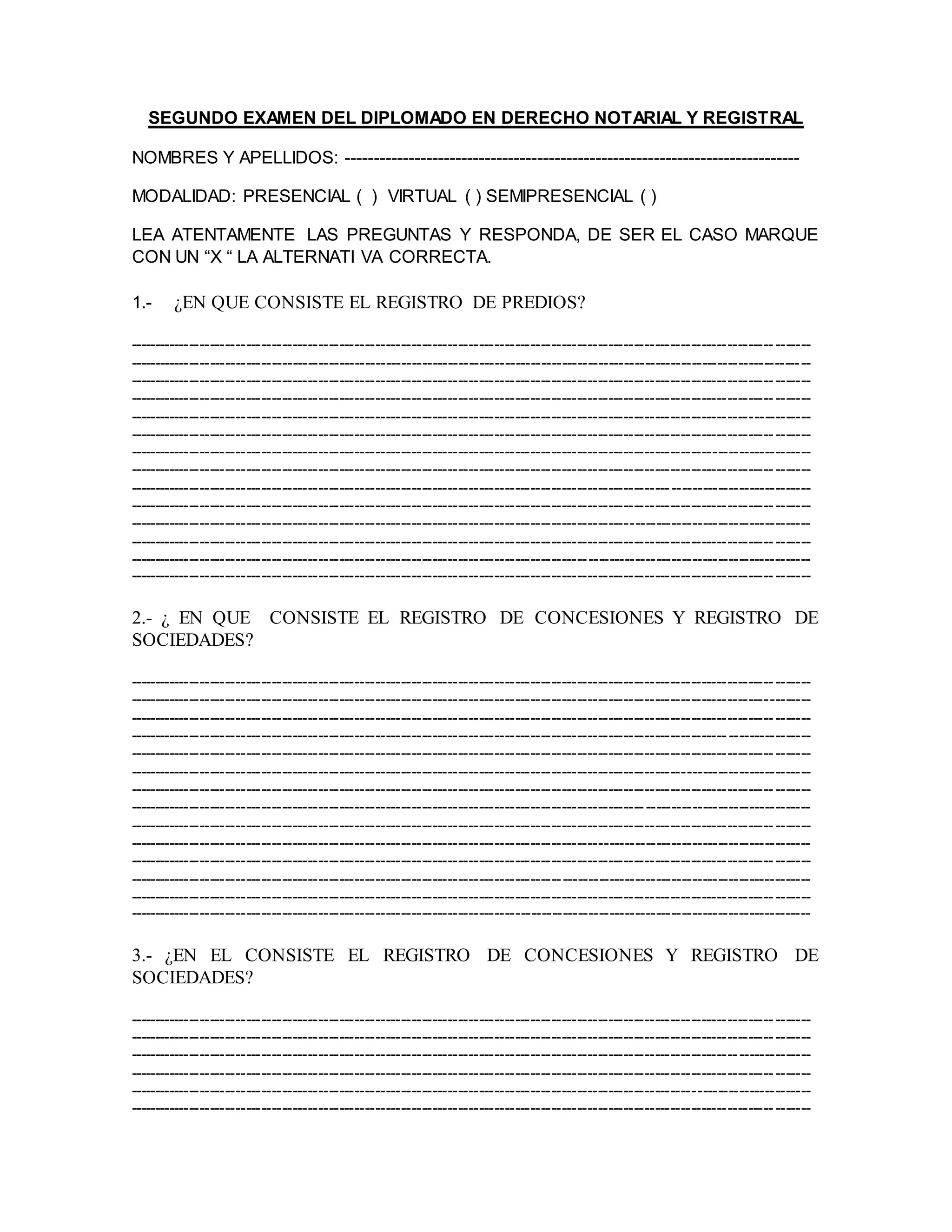Examen del-diplomado-en-derecho-notarial-y-registral (2) | PDF