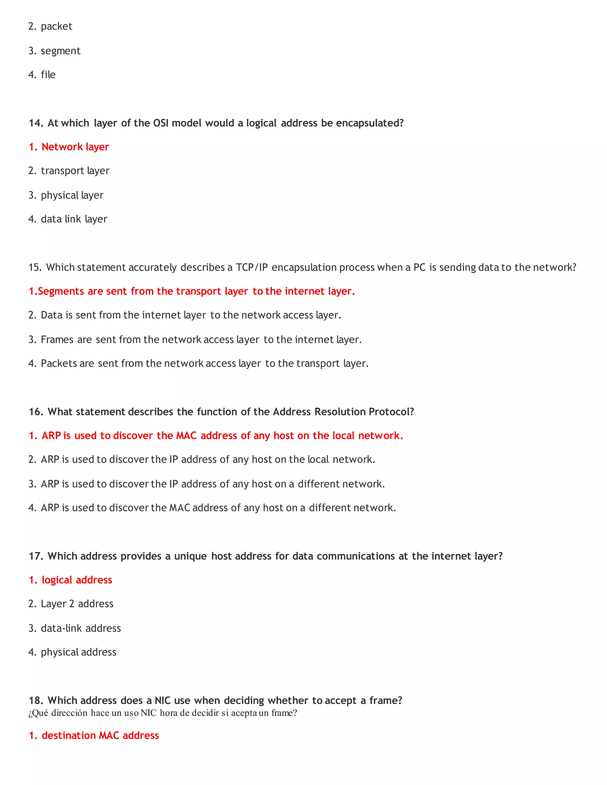 Examen capitulo 3 ccna1 | DOCX
