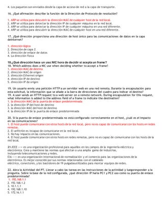 Examen capitulo 3 ccna1 | PDF