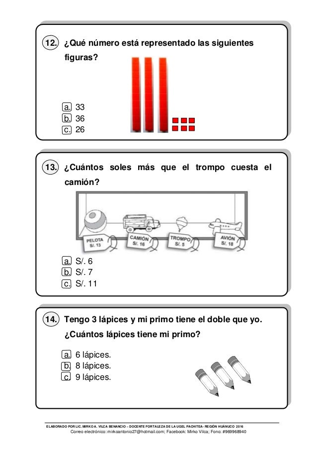 Examen ECE MATEMÁTICA 2do GRADO.