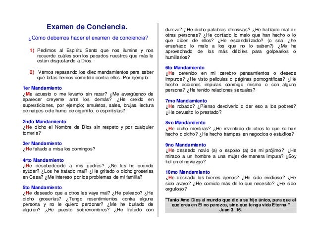 Examen de conciencia para imprimir - fecolshe
