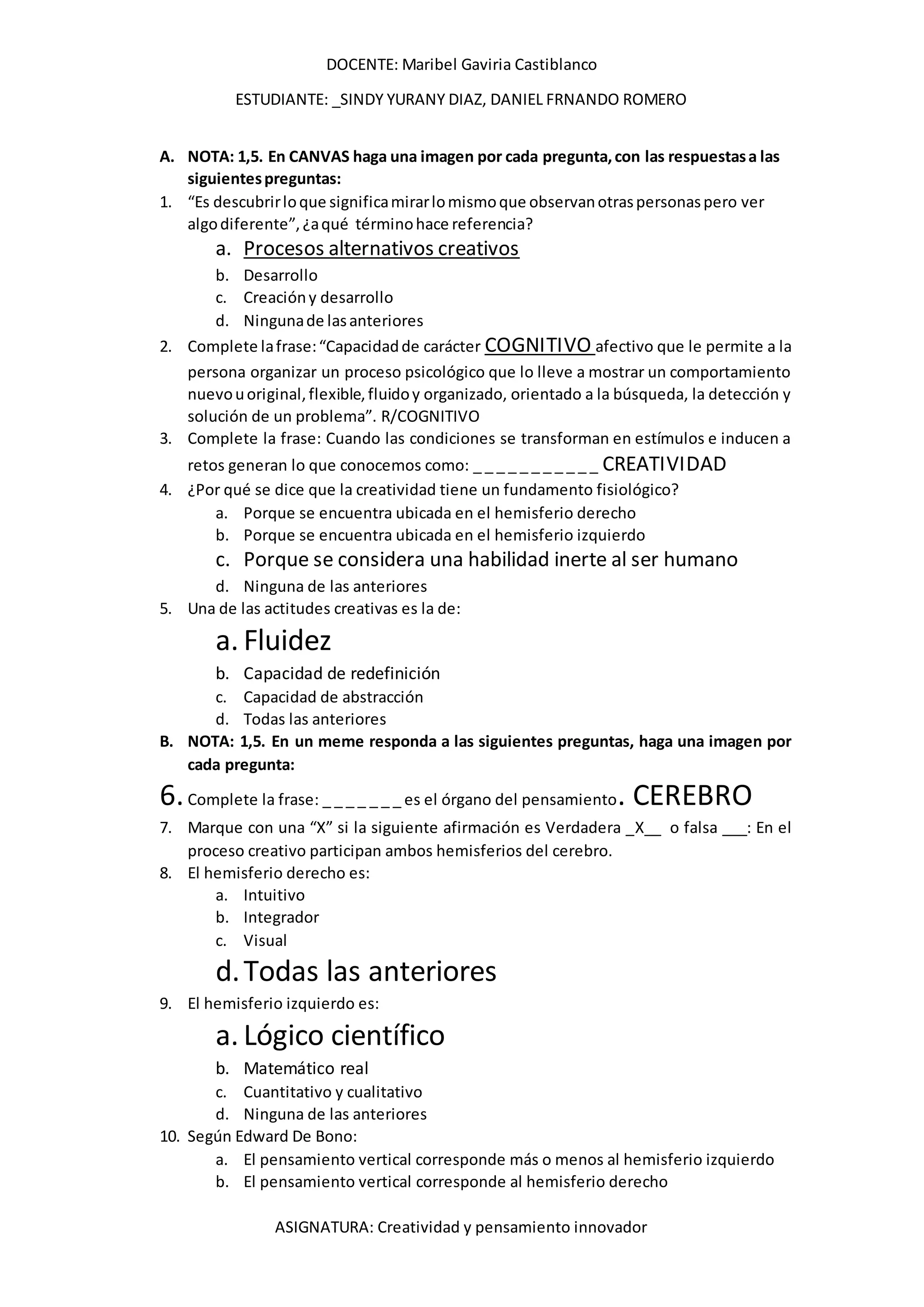 Examen creatividad (1) | DOCX