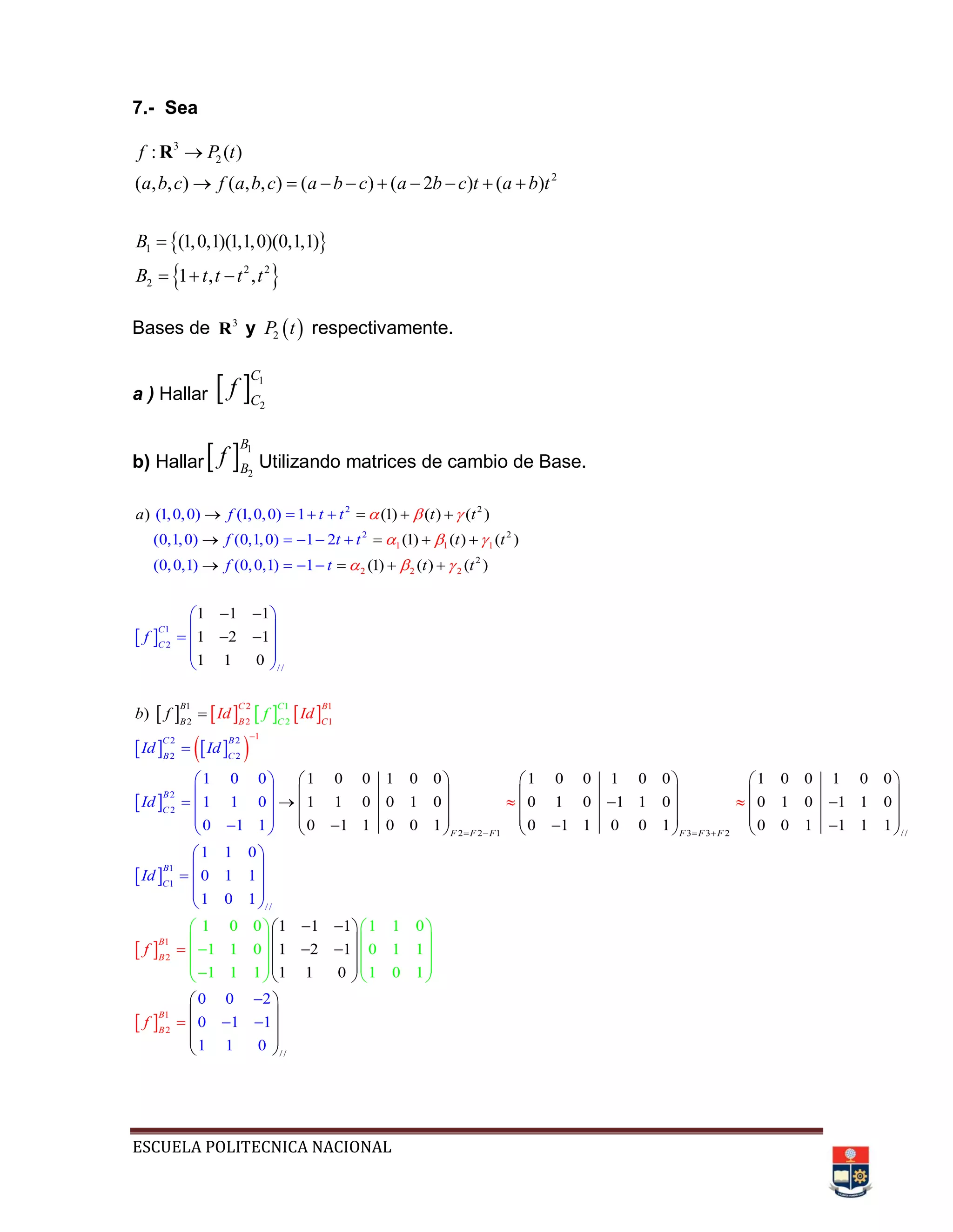 Examen de algebra lineal 15 | PDF