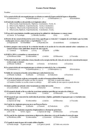 Examen de biologia | DOC